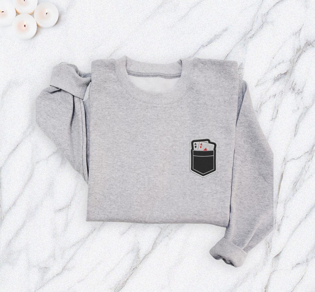 Poker Aces Embroidered Sweater, Embroidery Poker Jumper, Card Suit ...