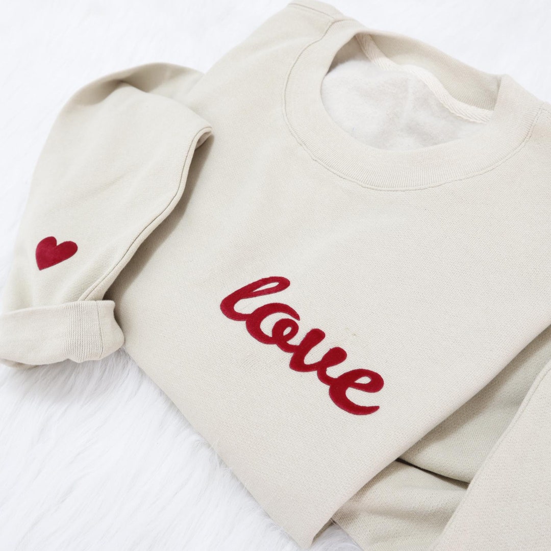 Love Puff Sweatshirt, Embossed Love Hoodie, Love Valentine's Day Gift ...