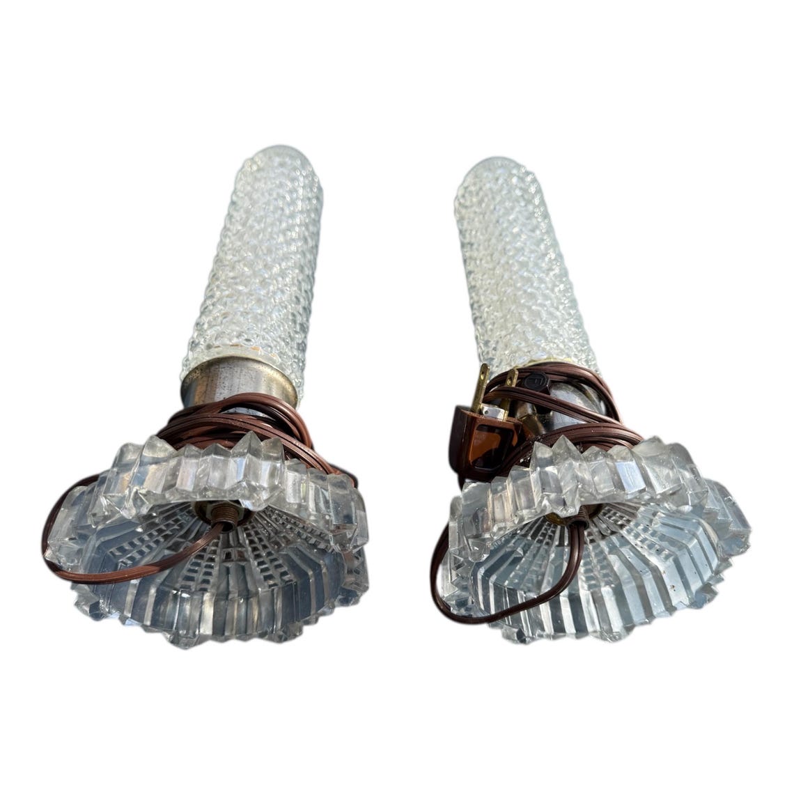 Pair of Art Deco Torpedo Glass Lamps – 1930s Skyscraper Table Lamps ...