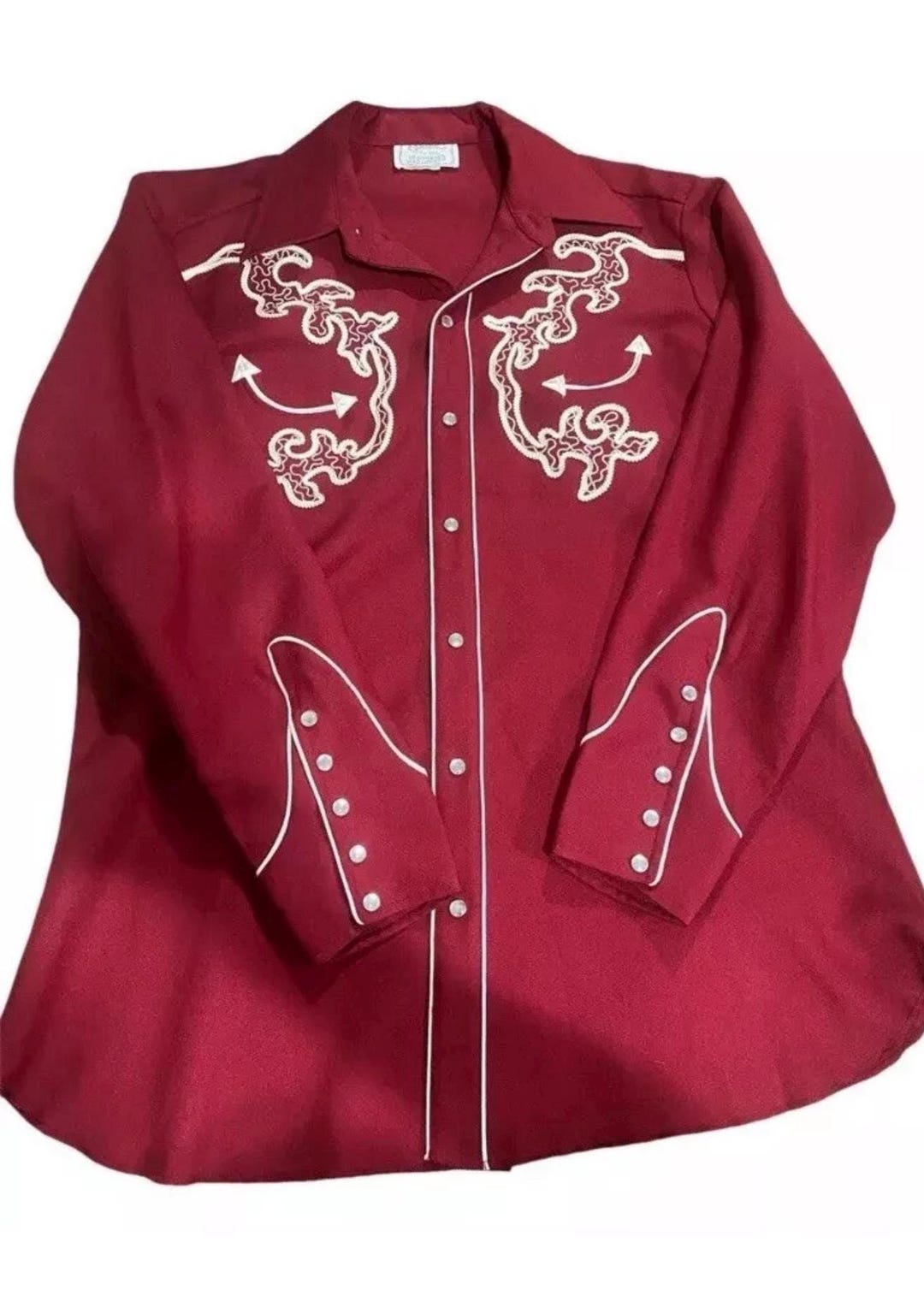 Vintage H Bar C California Ranch Wear Western Maroon Red Pearl Button ...