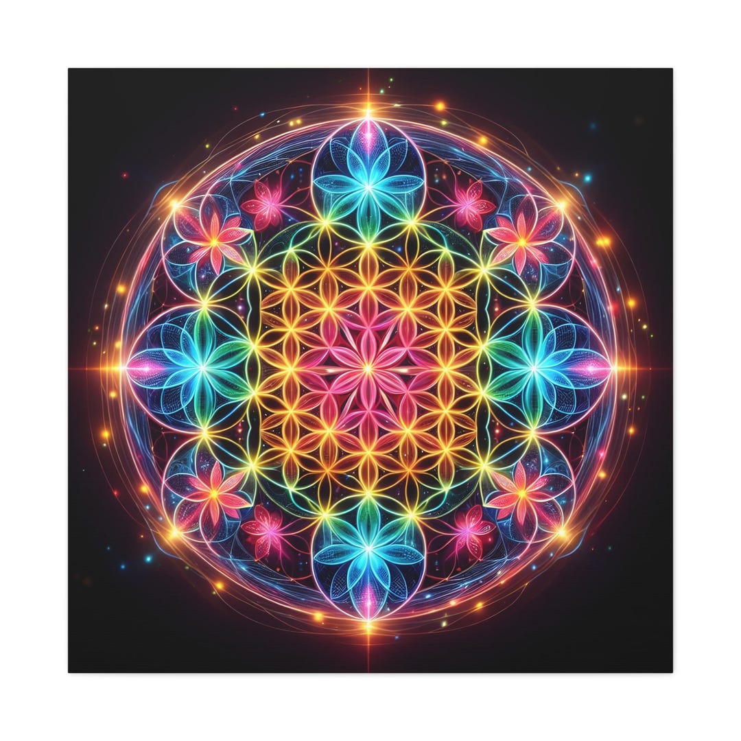 Flower of Life Mandala Canvas Gallery Wraps Colorful Mandala Wall Art ...
