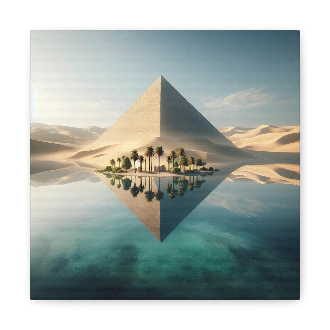 Desert Oasis Canvas Prints Modern Wall Art, Pyramid Wall Decor, Unique ...