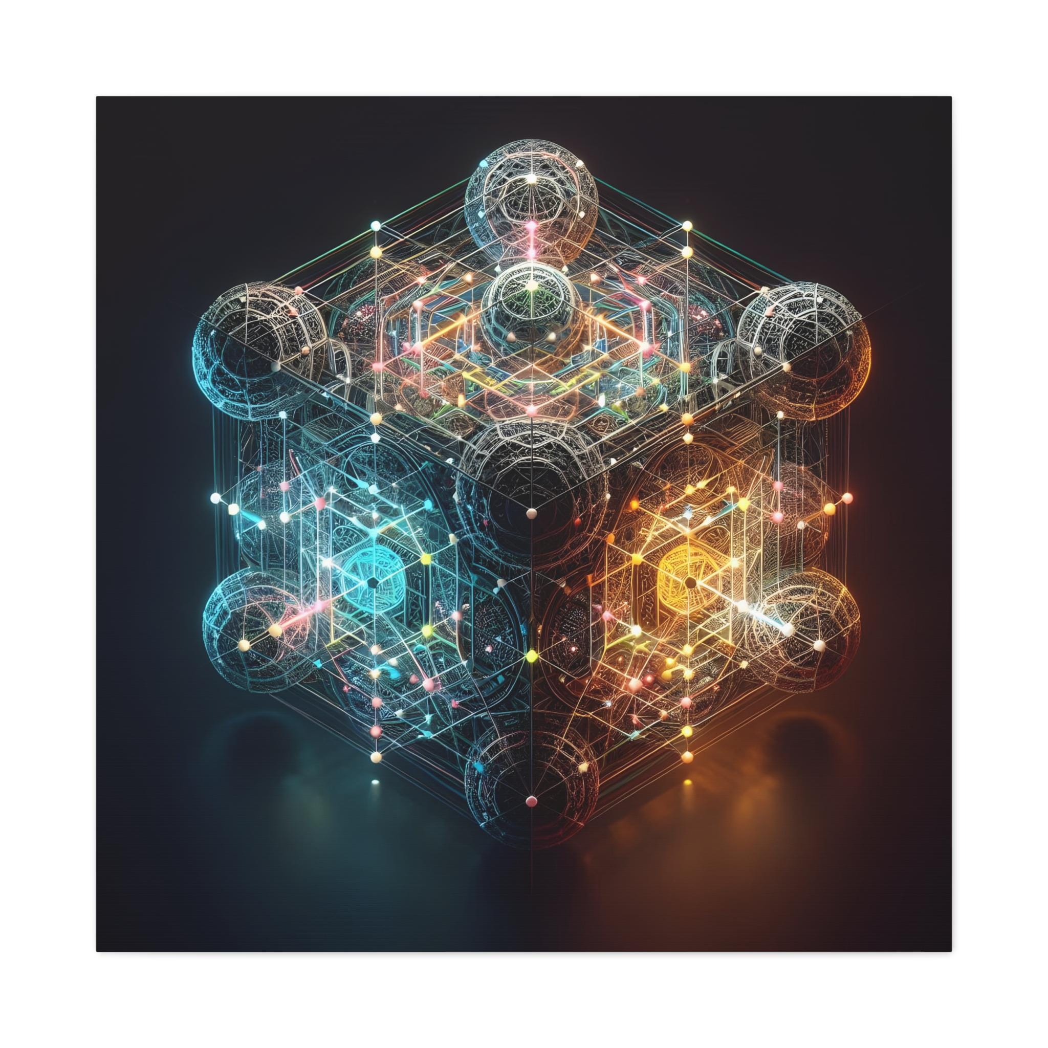 3D Metatron Geometric Canvas Wraps Abstract Art for Home Decor, 3D Art ...