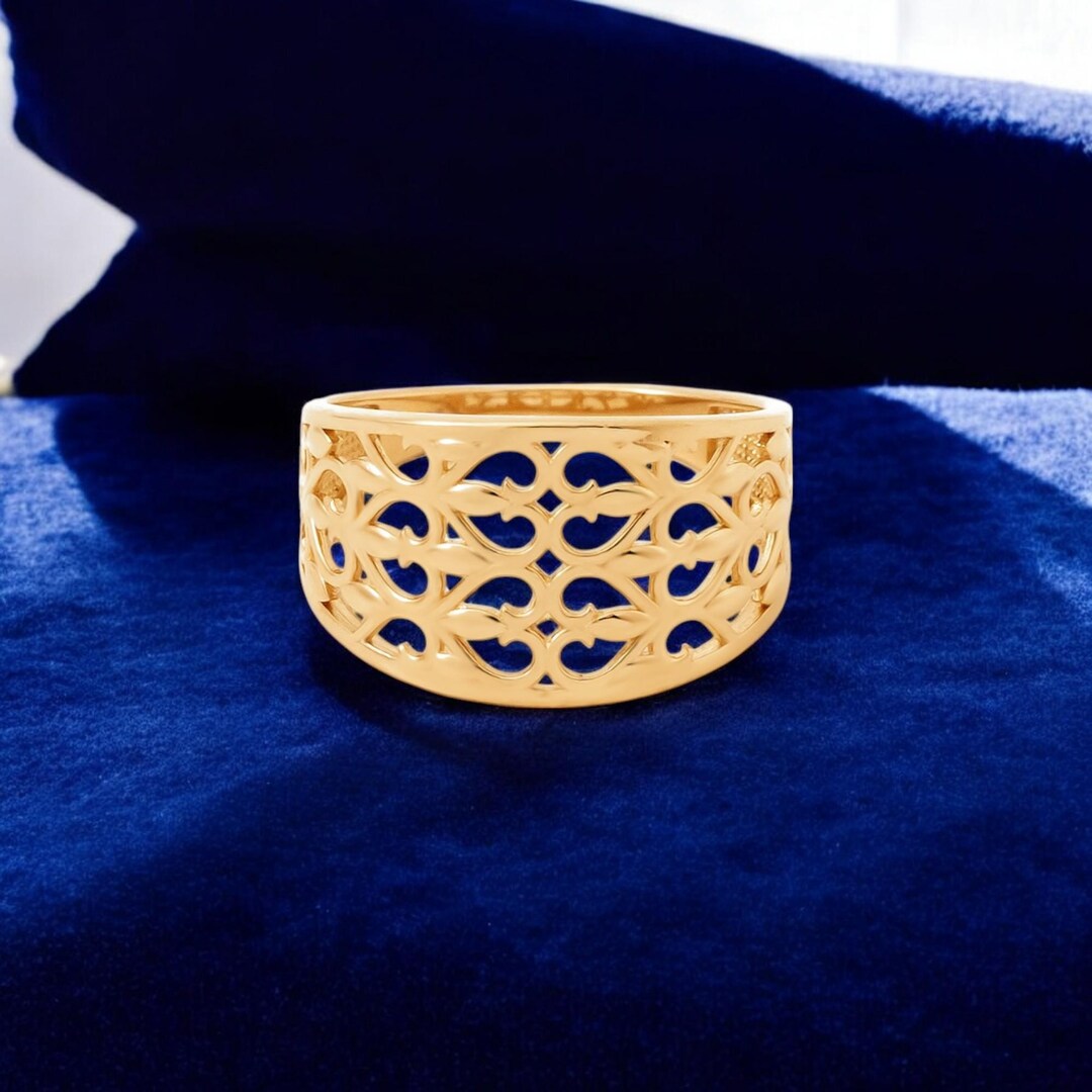 Angel Wings Ring in 14K Gold – Wide Band Statement Ring for Her ...