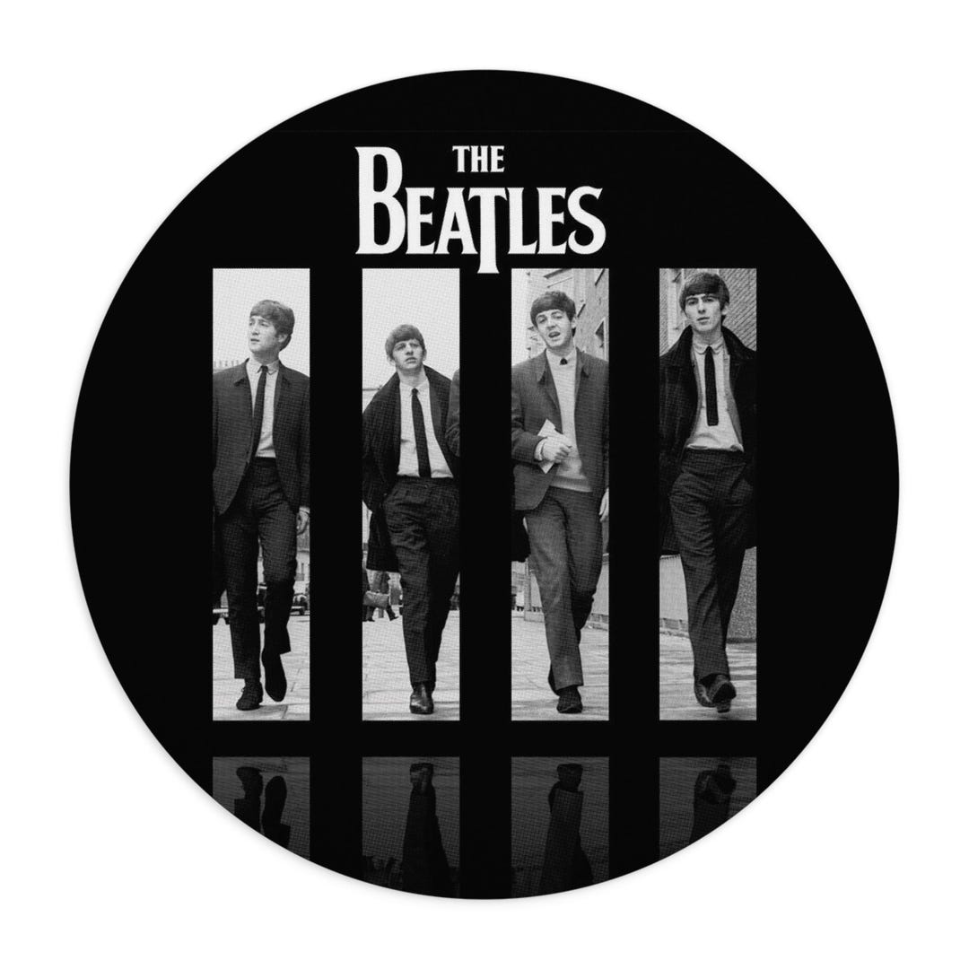 Beatles Black and White Photos Mouse Pad, Round Office Desk Decor ...