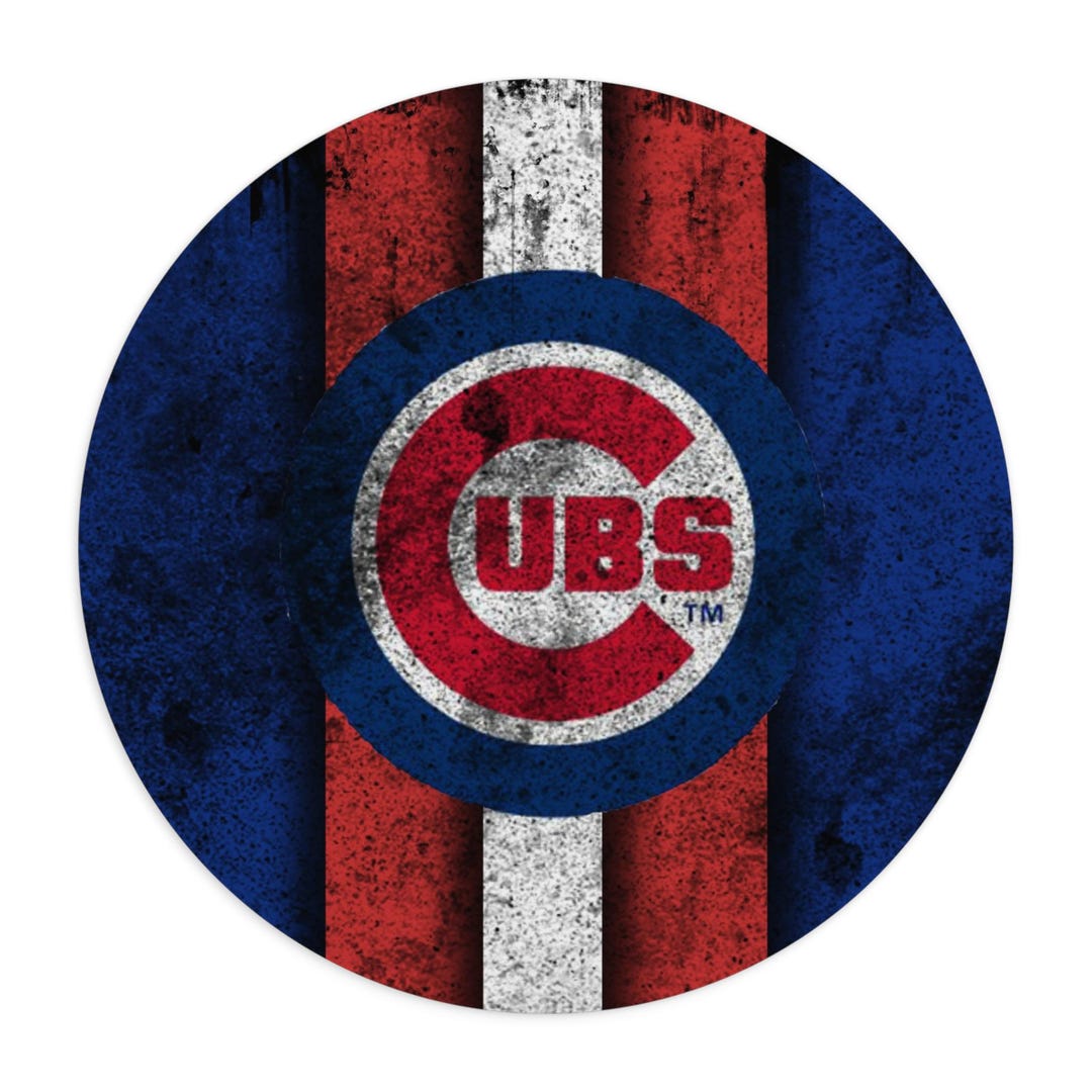 Chicago Cubs Blue Red Grunge Mouse Pad for Home Office, Round Desk Mat ...