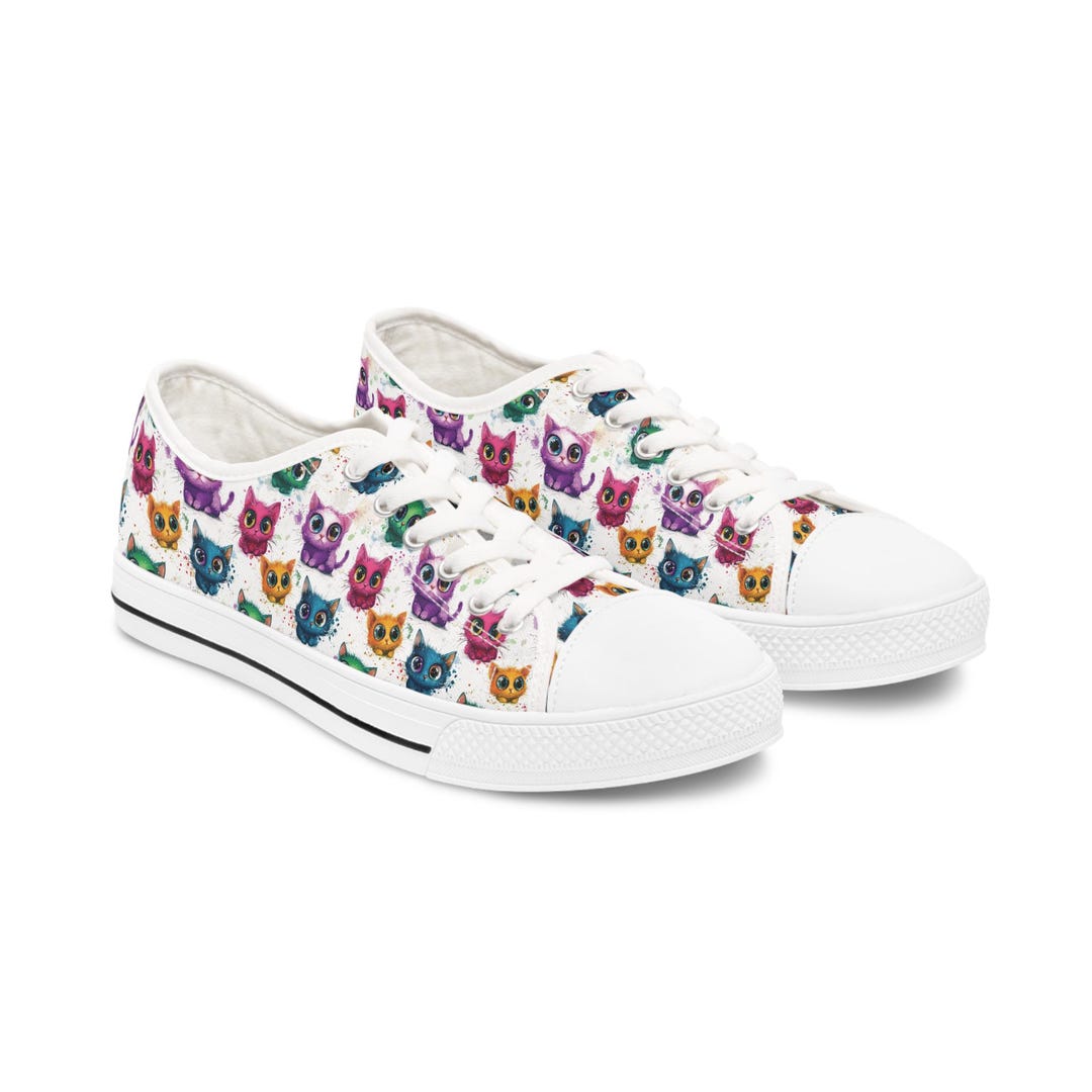 Cute Kitten Pattern, Sneakers, Cat Lover Gift, Women's Shoes, Casual ...