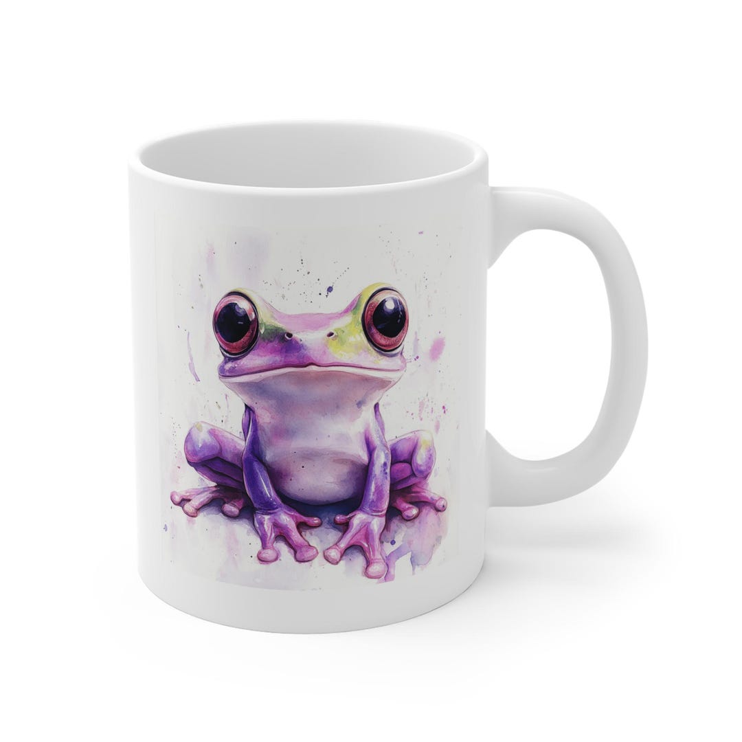 Watercolor Tree Frog Mug, Cute Frog Coffee Cup, 11oz Ceramic Mug ...