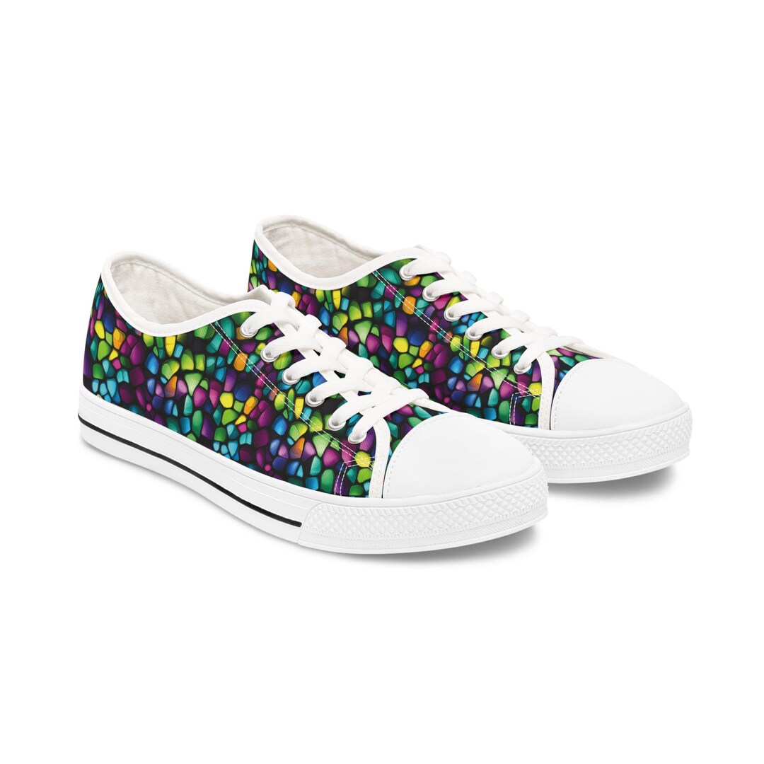 Mosaic Sneakers, Stained Glass Shoes, Converse Style Low Top Sneakers ...