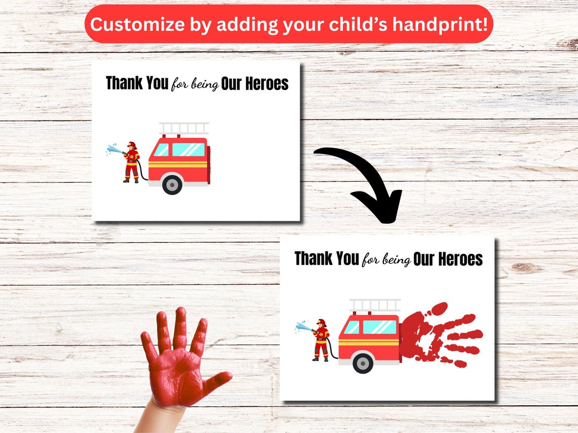 Fire Truck Firefighter Handprint Craft, Community Helpers Firefighter ...