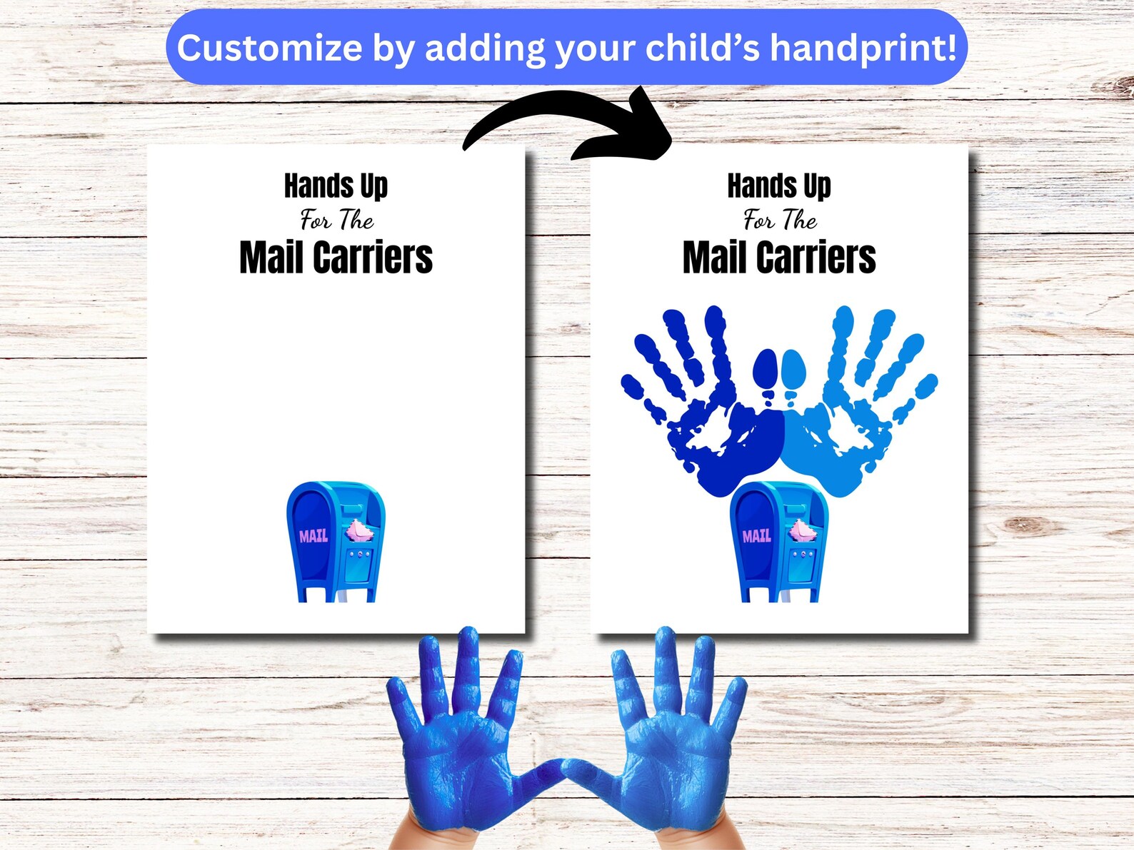 Community Helpers Handprint Craft Printable, Mail Carrier Handprint ...