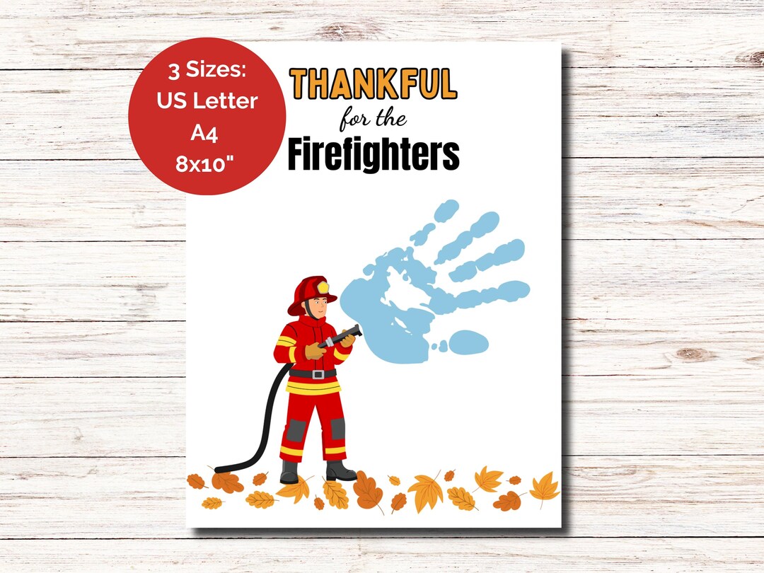Firefighter Handprint Craft, Community Helpers Firefighter Printable ...