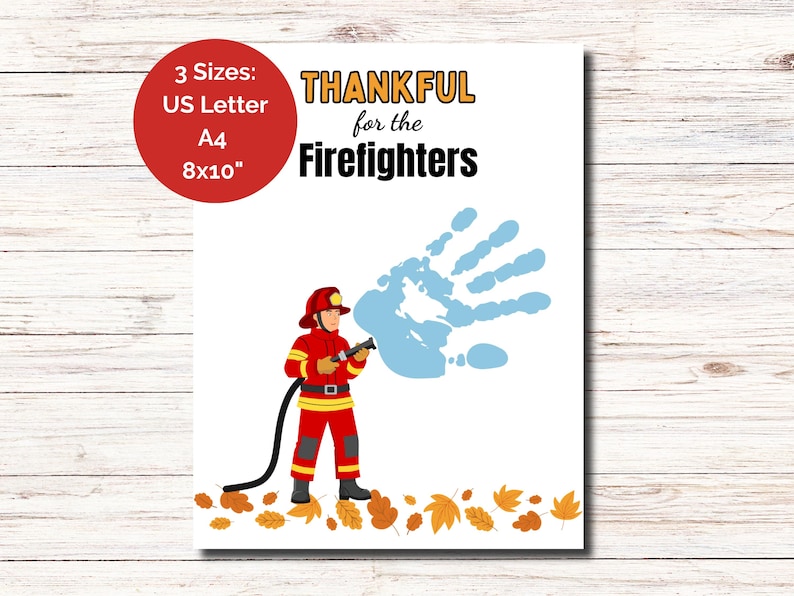 Firefighter Handprint Craft, Community Helpers Firefighter Printable ...