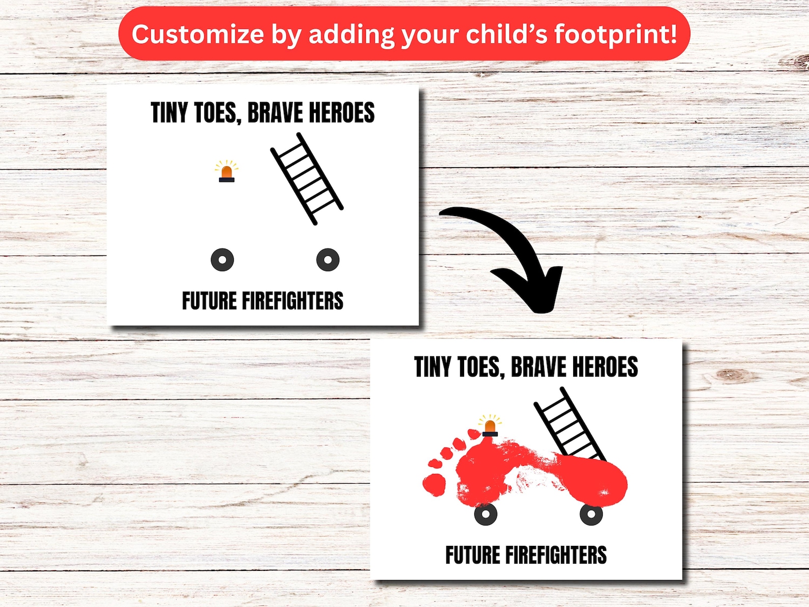 Community Helpers Footprint Craft Printable, Firefighter Footprint ...