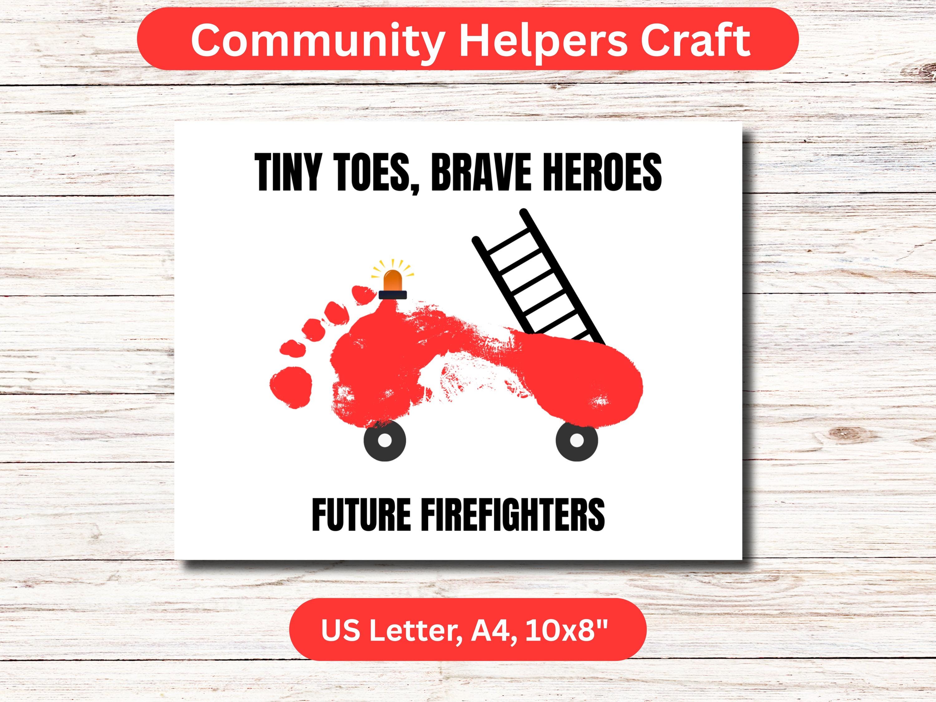 Community Helpers Footprint Craft Printable, Firefighter Footprint ...