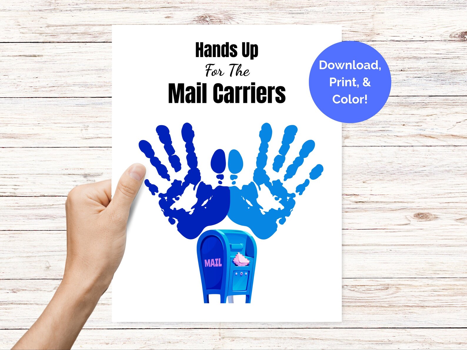 Community Helpers Handprint Craft Printable, Mail Carrier Handprint ...