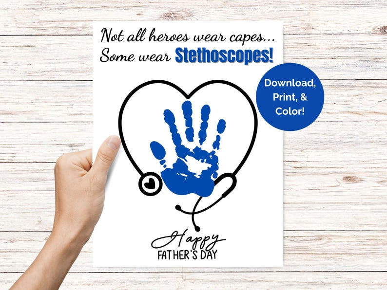 Doctor Dad Father’s Day Handprint Craft, Printable Fathers Day Art, DIY ...