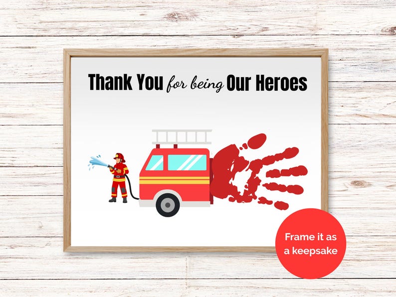 Fire Truck Firefighter Handprint Craft, Community Helpers Firefighter ...