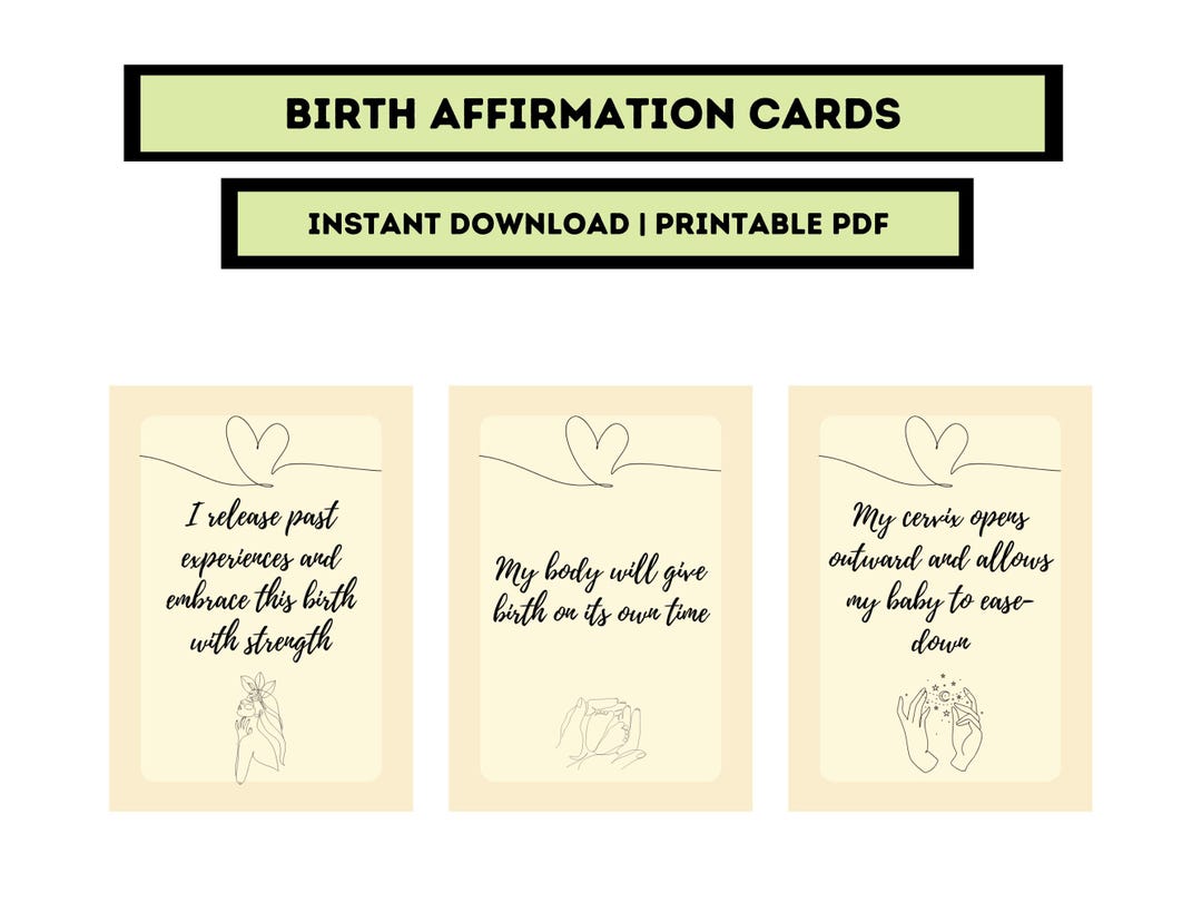 30 Printable Birth Affirmation Cards, Positive Birth Quotes for ...