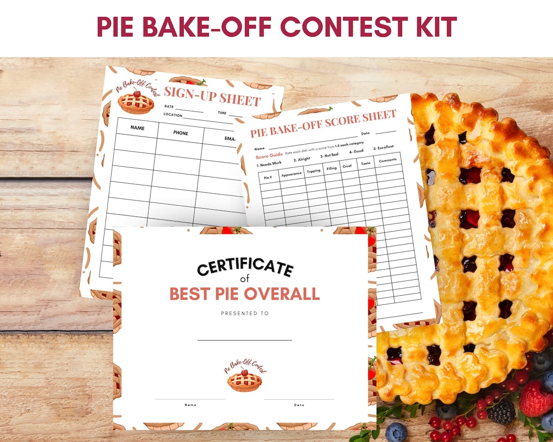 Pie Bake off Contest Kit: Printable Voting Ballots & Certificates (PDF ...
