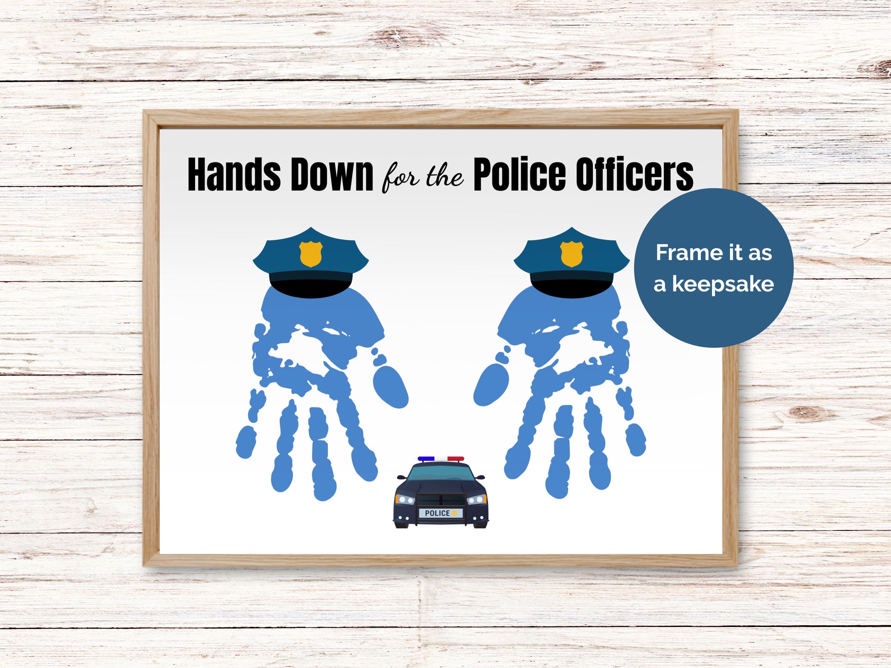 Police Handprint Craft for Kids, Community Helpers Handprint Art ...