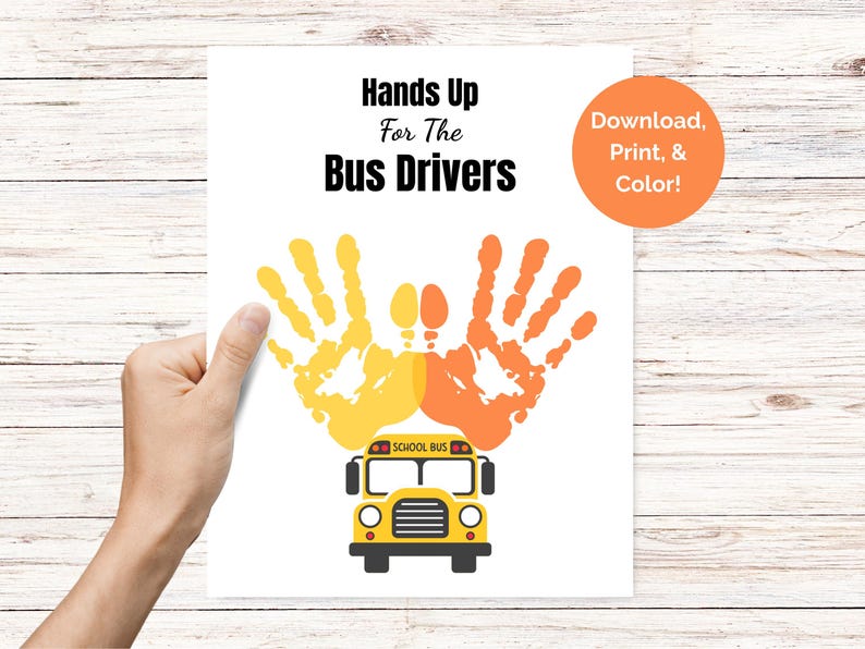 Community Helpers Handprint Craft Printable, Bus Drivers Handprint ...