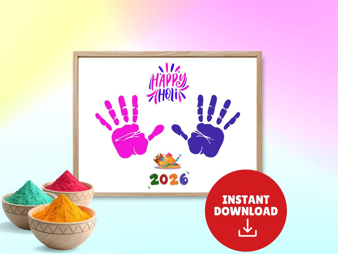 Happy Holi Handprint Printable Craft for Kids, Festival of Color, Hindu ...