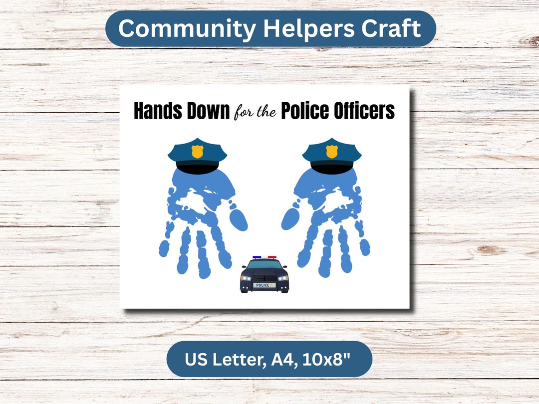 Police Handprint Craft for Kids, Community Helpers Handprint Art ...