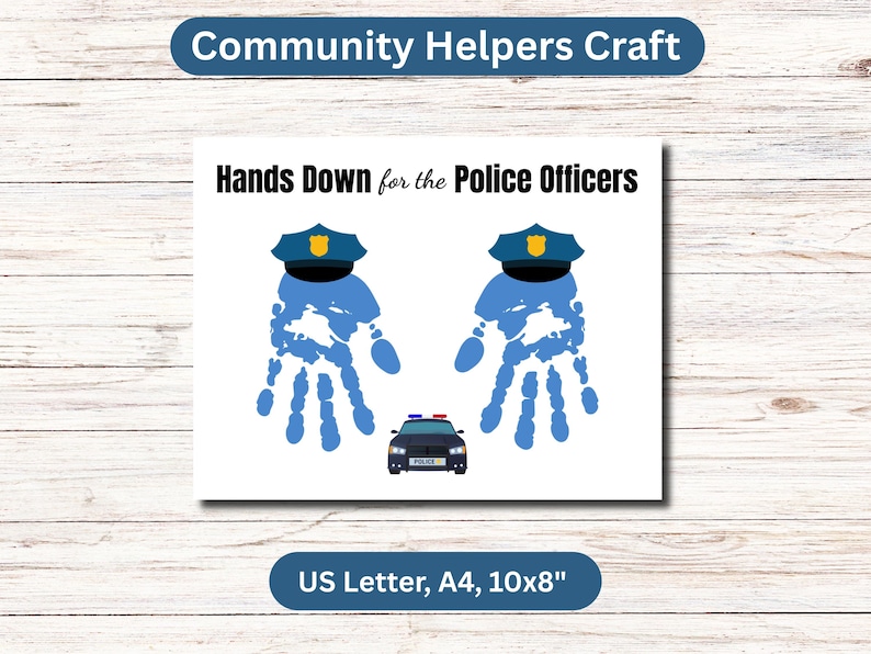 Police Handprint Craft for Kids, Community Helpers Handprint Art ...