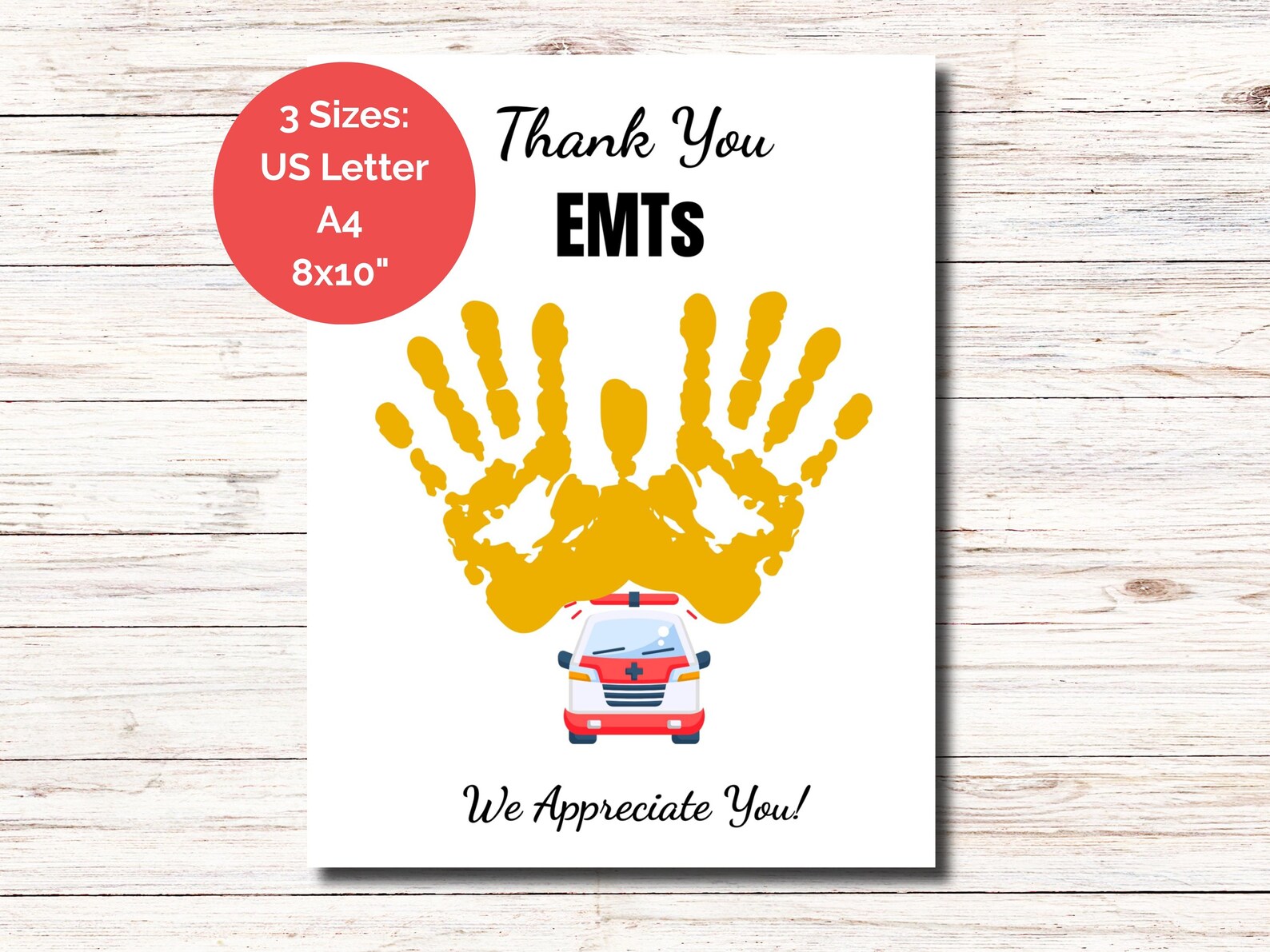 First Responders EMT Handprint Thank You Craft, Emts Ambulance ...