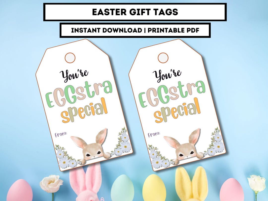 Printable Easter Gift Tags, Cute Pastel Bunny Set, Instant Download ...