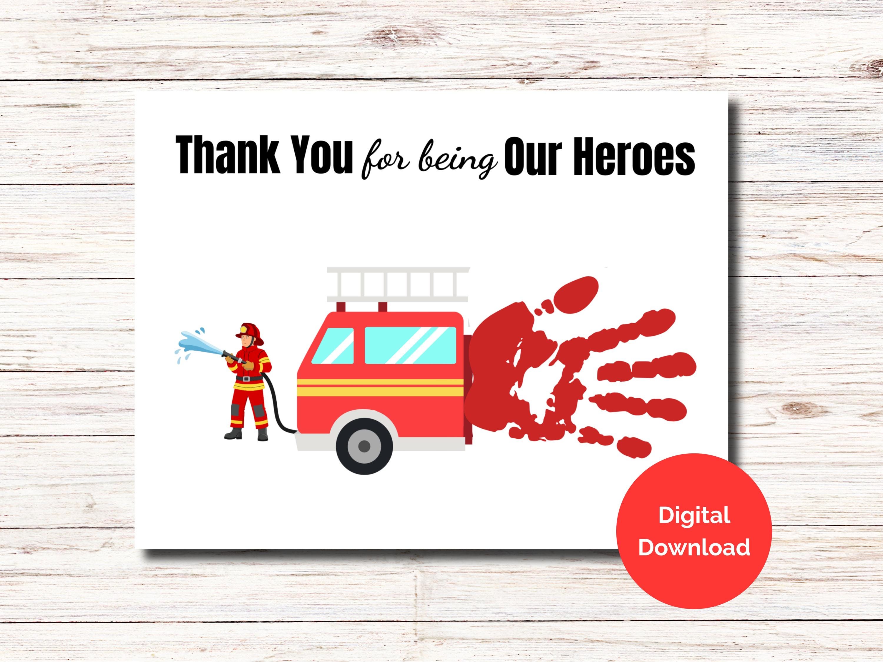 Fire Truck Firefighter Handprint Craft, Community Helpers Firefighter ...