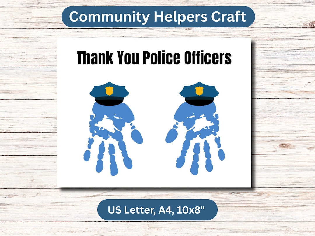 Police Handprint Craft for Kids, Community Helpers Day Handprint Art ...