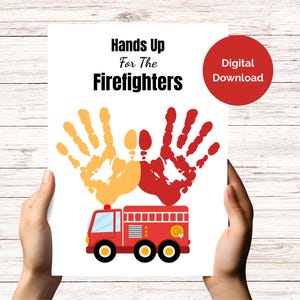 Community Helpers Handprint Craft Printable, Firefighter Handprint ...