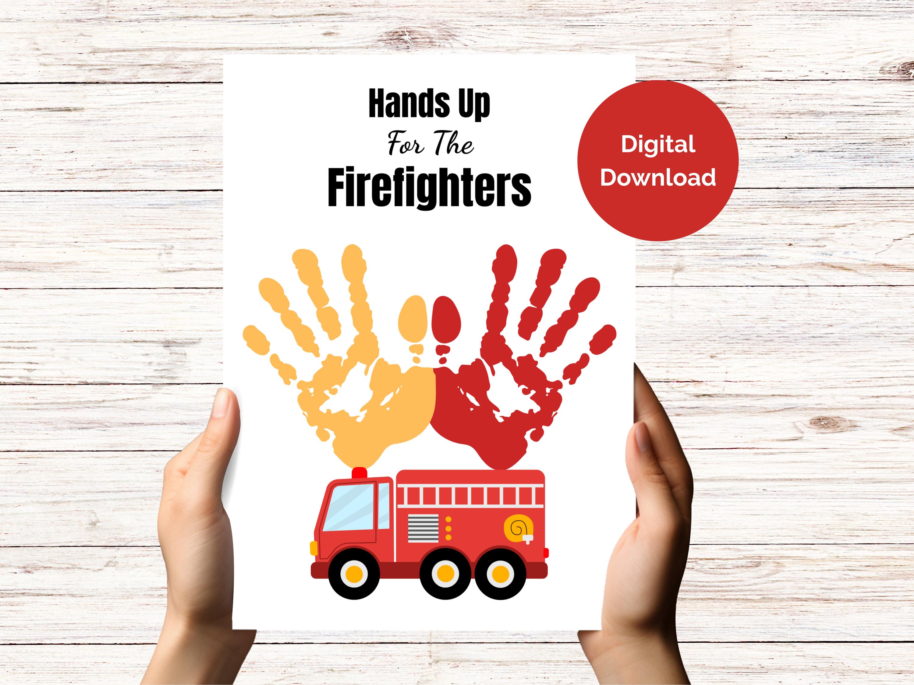 Community Helpers Handprint Craft Printable, Firefighter Handprint ...