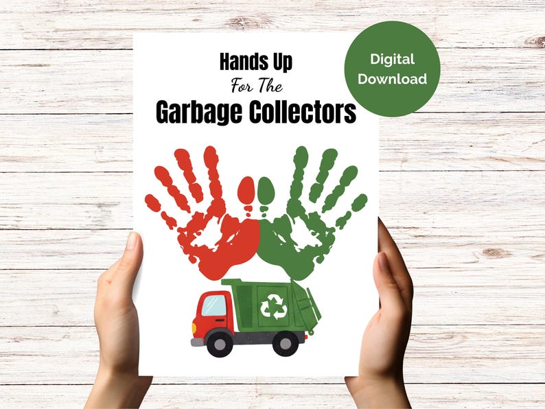 Community Helpers Handprint Craft Printable, Garbage Collectors ...