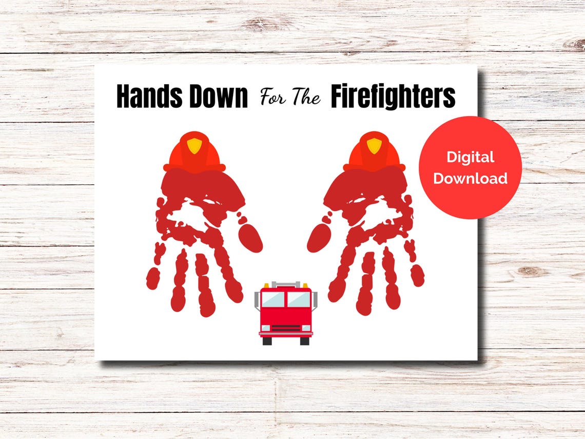 Community Helpers Handprint Craft Printable, Firefighter Handprint ...