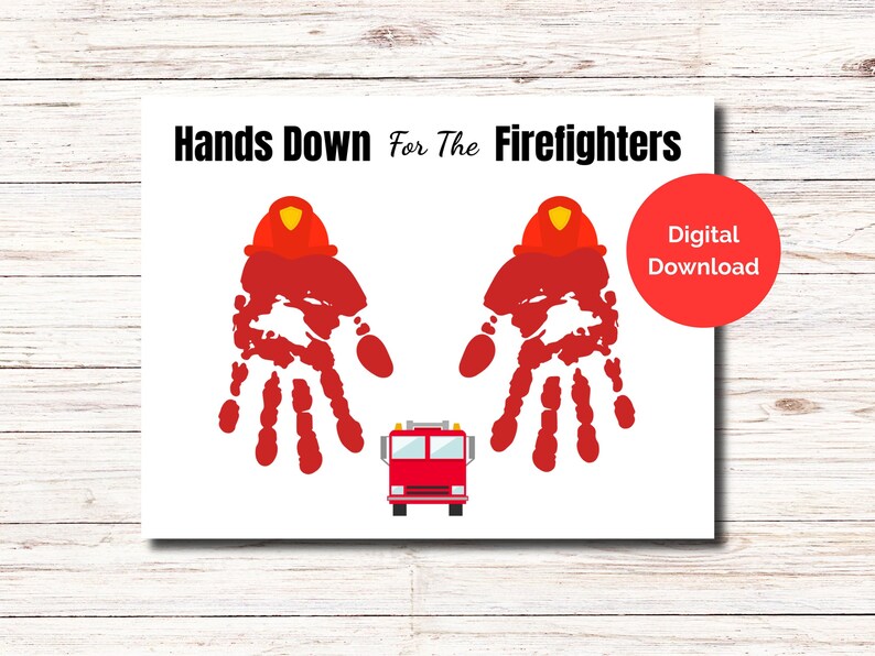 Community Helpers Handprint Craft Printable, Firefighter Handprint ...