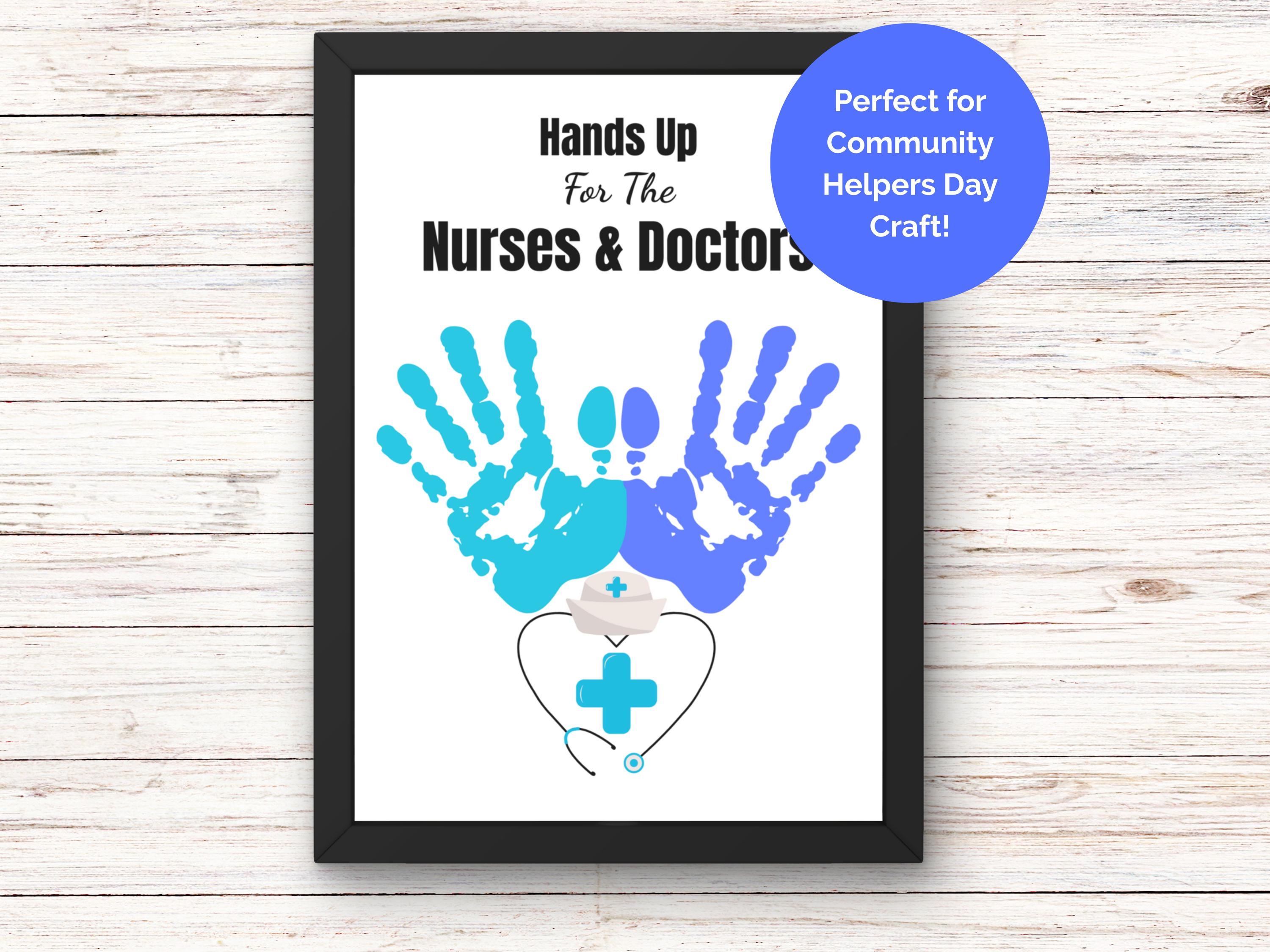 Community Helpers Handprint Craft Printable, Nurses & Doctors Handprint ...