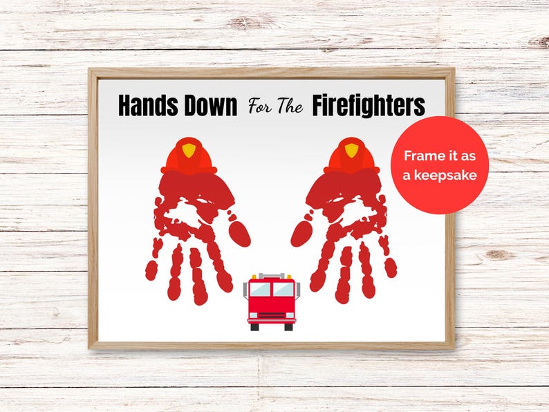 Community Helpers Handprint Craft Printable, Firefighter Handprint ...
