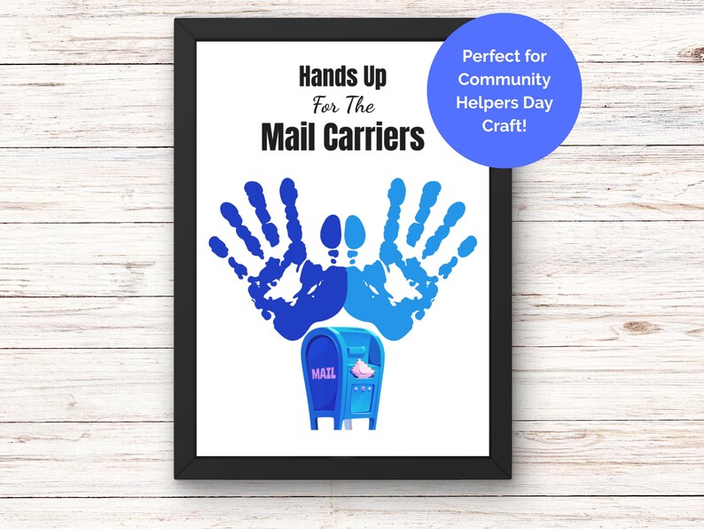 Community Helpers Handprint Craft Printable, Mail Carrier Handprint ...