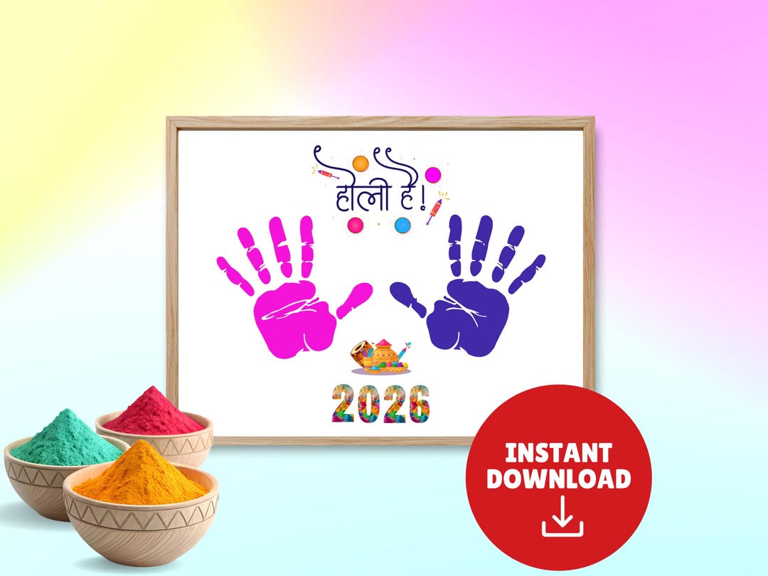 Holi 2026 Handprint Printable Craft for Kids, Festival of Color, Hindu ...