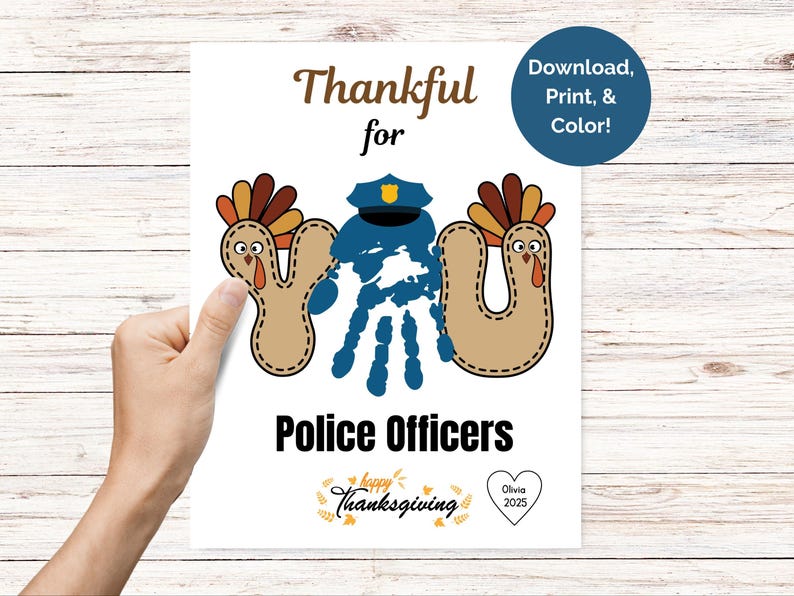 Police Handprint Craft for Kids, Community Helpers Police Printable Art ...