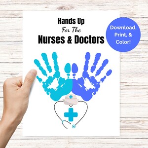Community Helpers Handprint Craft Printable, Nurses & Doctors Handprint ...