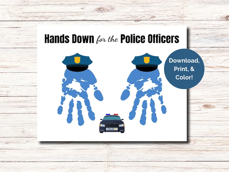 Police Handprint Craft for Kids, Community Helpers Handprint Art ...