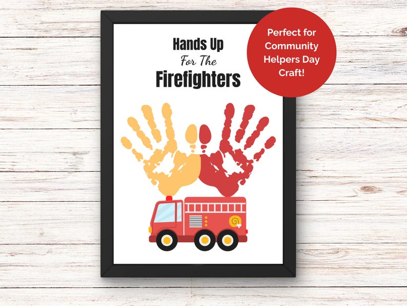Community Helpers Handprint Craft Printable, Firefighter Handprint ...