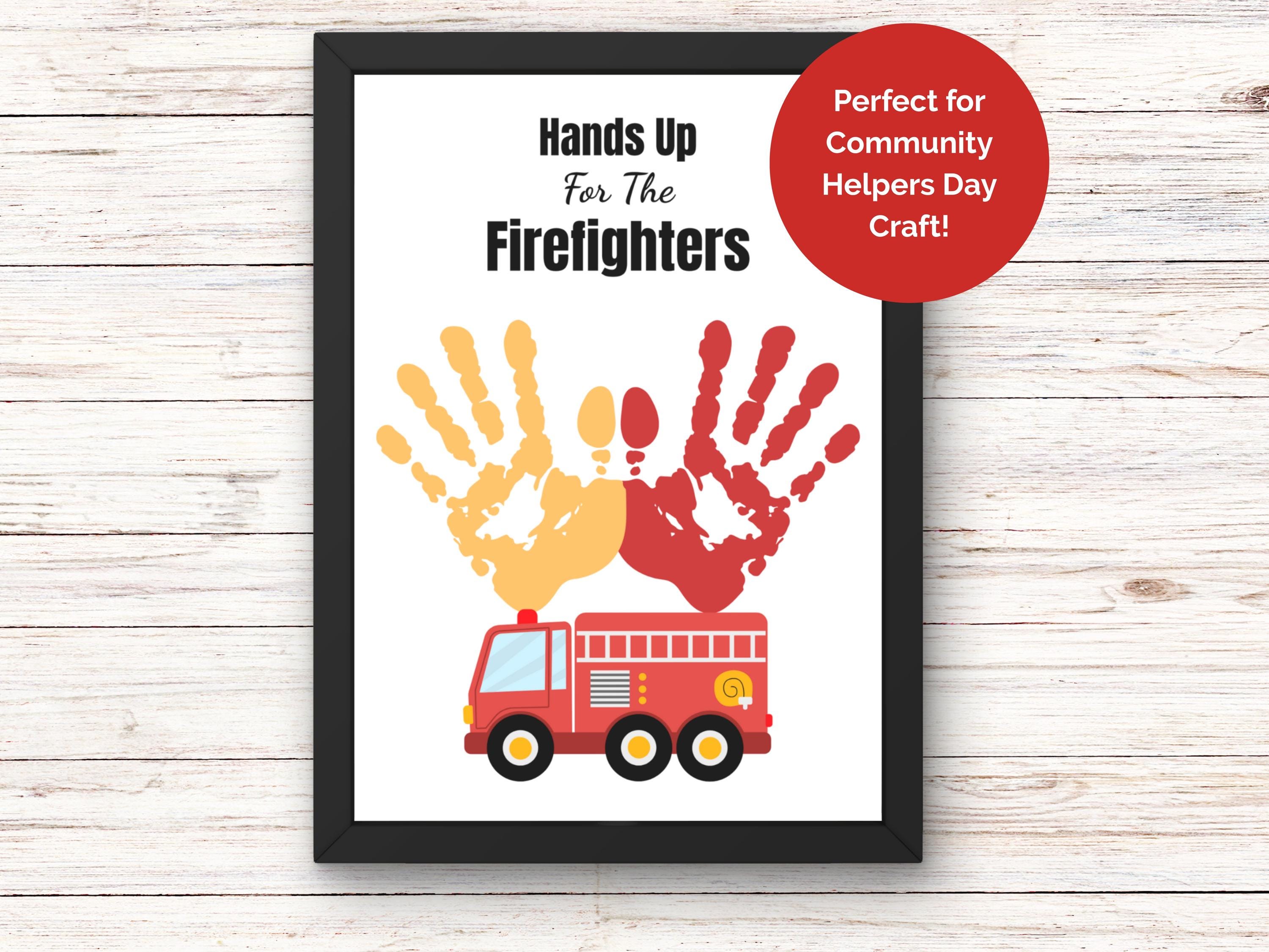 Community Helpers Handprint Craft Printable, Firefighter Handprint ...