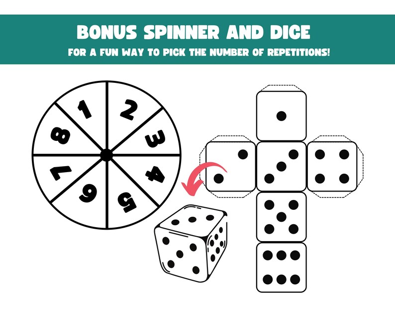 Alphabet Animal Movement Flash Cards for Kids + Bonus Dice & Spinner ...