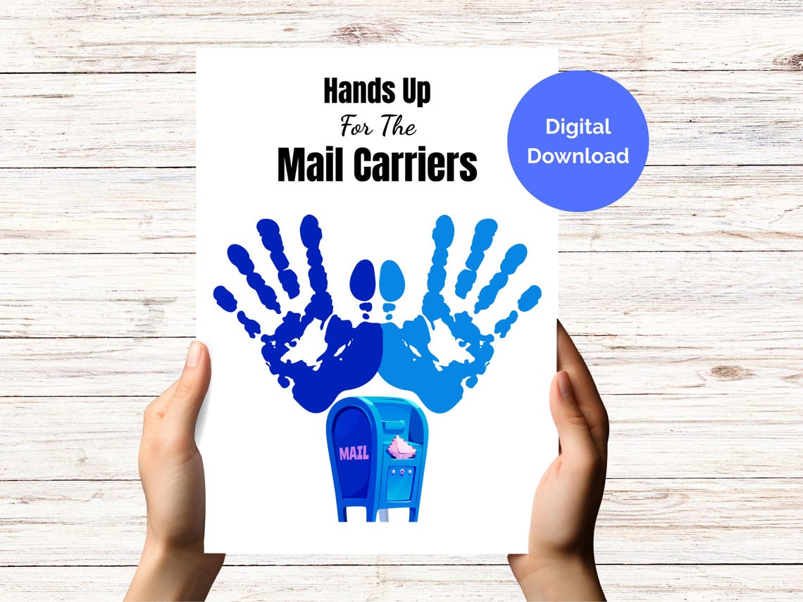 Community Helpers Handprint Craft Printable, Mail Carrier Handprint ...