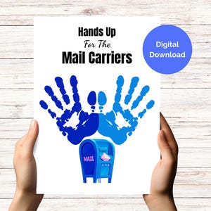 Community Helpers Handprint Craft Printable, Mail Carrier Handprint ...